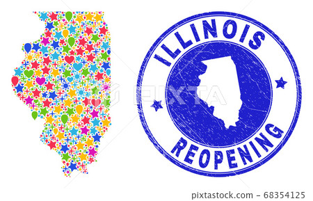 Reopening Illinois State Map Collage and... - Stock Illustration ...