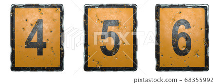 Set of numbers 4, 5, 6 made of public road sign... - Stock Illustration ...