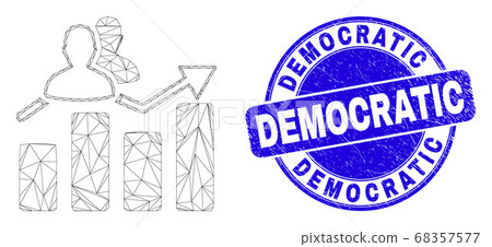 Blue Scratched Democratic Stamp Seal and Web... - Stock Illustration ...
