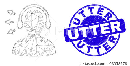 Blue Distress Utter Stamp Seal and Web Mesh... - Stock Illustration ...