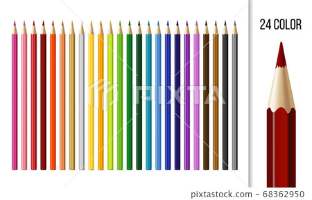 Set of different colored pencils isolated on... - Stock Illustration ...