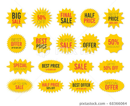 Yellow sale starburst sticker set - collcetion... - Stock Illustration ...