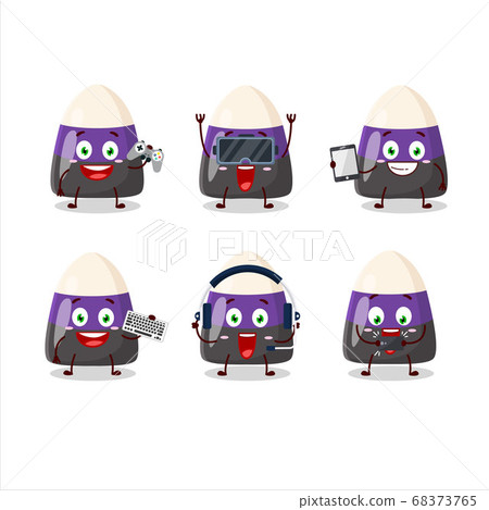 Blue candy corn cartoon character are playing... - Stock Illustration ...