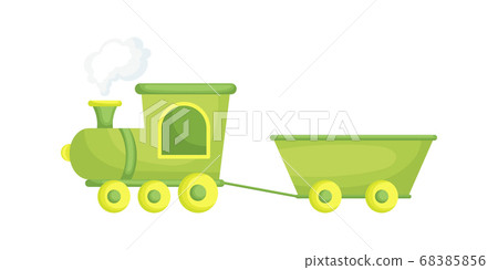 Green-yellow cartoon train for children... - Stock Illustration ...