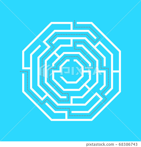 Maze Game Sign White Thin Line. Vector - Stock Illustration [68386743 ...