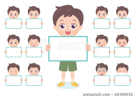 Boy upper body illustration with board - Stock Illustration [68399016 ...