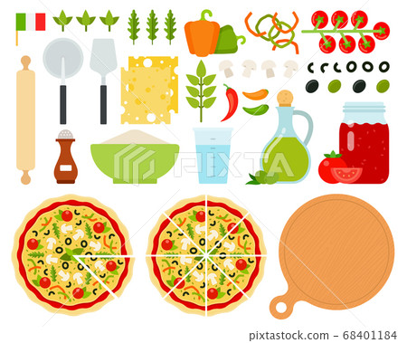 Set of Italian Pizza icons flat vector - Stock Illustration [68401184 ...