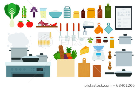 Set of kitchen devices icons flat vector - Stock Illustration [68401206 ...
