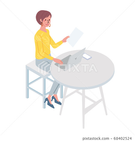 A woman who smiles at work - Stock Illustration [68402524] - PIXTA