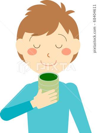 Men relaxing with green tea - Stock Illustration [68404611] - PIXTA