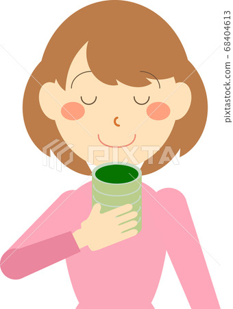 Woman relaxing with green tea - Stock Illustration [68404613] - PIXTA