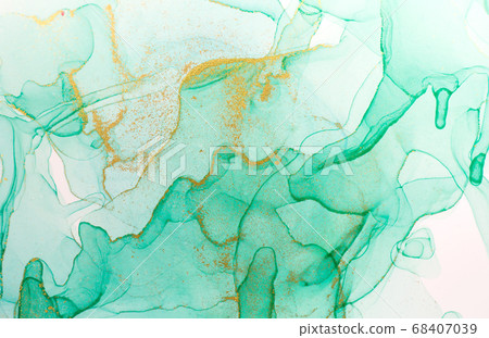 Alcohol ink gold and green abstract background.... - Stock Illustration ...