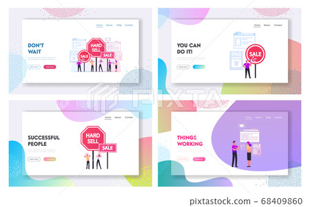 Hard Sell Landing Page Template Set. Promoter... - Stock Illustration ...