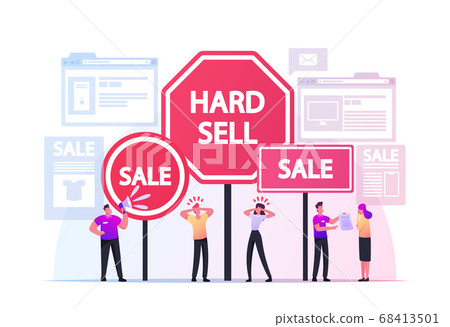 Hard Sell. Promoter Characters Use Policy or...-插圖素材 [68413501] - PIXTA圖庫