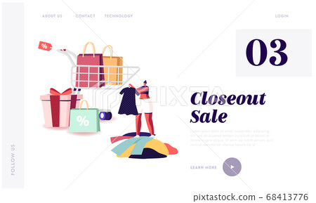 Discount Offer Landing Page Template. Happy... - Stock Illustration ...