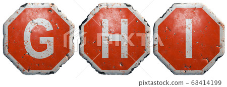 Set of letters G, H, I made of public road sign... - Stock Illustration ...