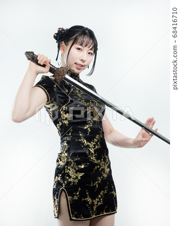 [White background] Chinese girl (China clothes)... - Stock Photo ...
