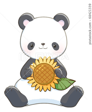 Panda and sunflower - Stock Illustration [68421339] - PIXTA