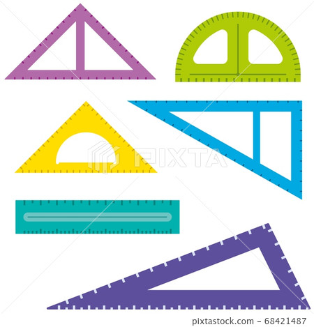 Colorful flat rulers set. School and office... - Stock Illustration ...