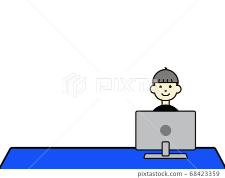 Men heading for a computer _ copy space - Stock Illustration [68423359 ...