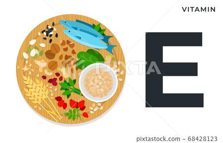 The nutritional components Vitamin E vector... - Stock Illustration ...