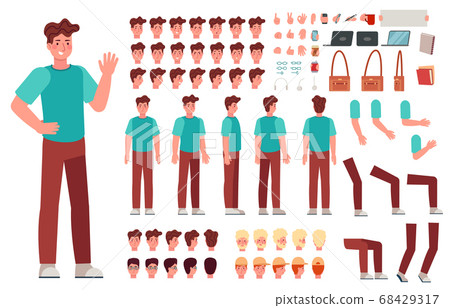 Cartoon male character kit. Man animation body... - Stock Illustration ...