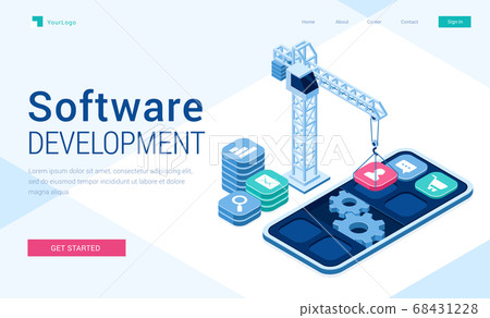 Vector banner of software development - Stock Illustration [68431228 ...