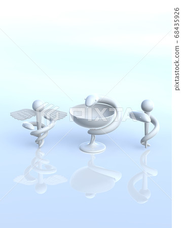 3D CG illustration design with white Caduceus... - Stock Illustration ...