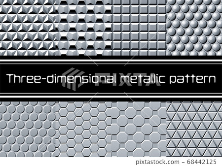 Three-dimensional metal wall pattern collection... - Stock Illustration ...