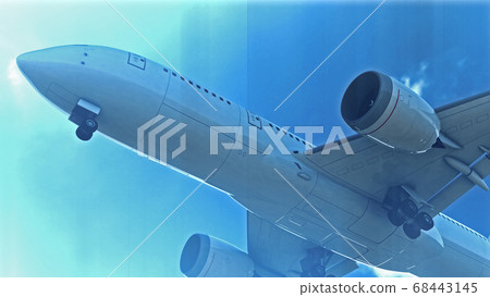 Commercial Jet Plane takes off. 3D render - Stock Illustration ...