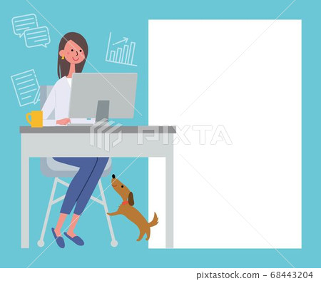 Remote work Telework banner design illustration - Stock Illustration ...