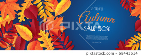 Autumn sale banner, fall season discount poster... - Stock Illustration ...