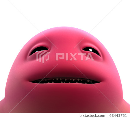 3d pink peeping lurking monster creature with - Stock Illustration ...