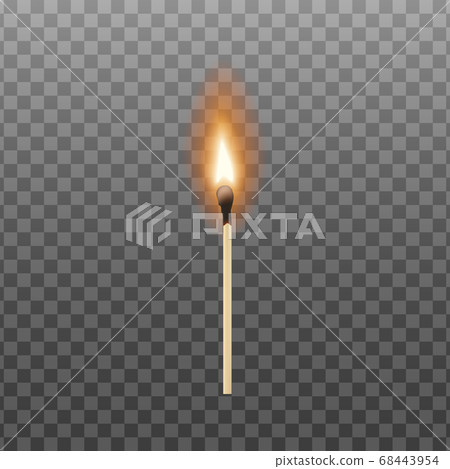 Burning match with realistic fire isolated on... - Stock Illustration ...