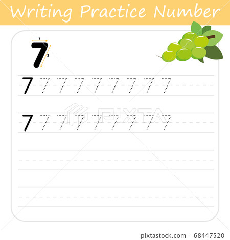 Writing practice number seven - Stock Illustration [68447520] - PIXTA
