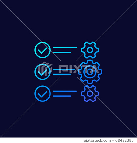 check list with gears, linear icon - Stock Illustration [68452393] - PIXTA