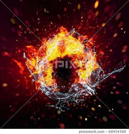 Abstract circle of fire and water - Stock Illustration [68454389] - PIXTA