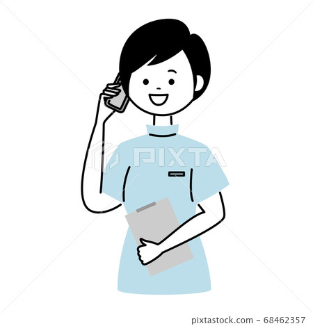 A nurse who contacts with a smartphone - Stock Illustration [68462357 ...