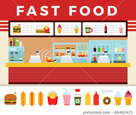 Fast food restaurant interior vector... - Stock Illustration [68462425 ...