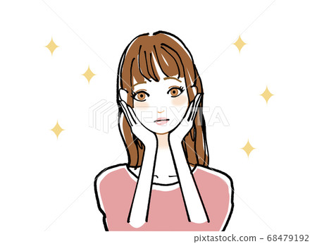 A woman holding her cheeks - Stock Illustration [68479192] - PIXTA