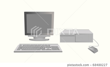 Personal computer retro gray. Old gadget... - Stock Illustration ...