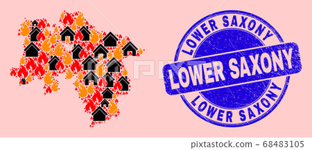 Lower Saxony Land Map Mosaic of Flame and... - Stock Illustration ...