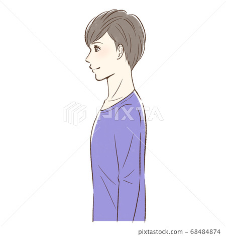 Side profile of a smiling man - Stock Illustration [68484874] - PIXTA