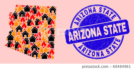 Arizona State Map Collage of Fire and... - Stock Illustration [68484961 ...