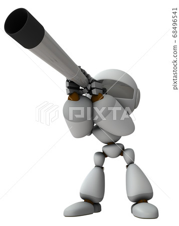 A robot looking into a telescope. It represents... - Stock Illustration ...