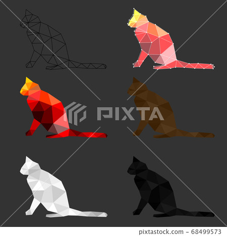 Set of cat polygon geometric. Vector illustration.-插圖素材 [68499573 ...