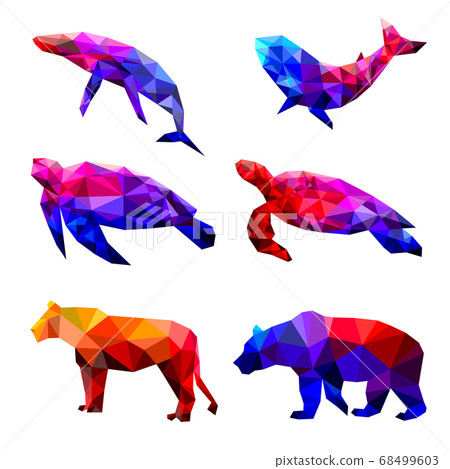 Set of polygon geometric animal. Vector... - Stock Illustration ...