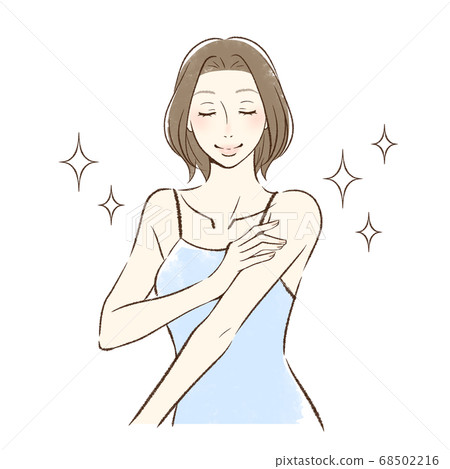 A smiling woman rubbing her arm - Stock Illustration [68502216] - PIXTA
