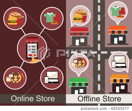 online and offline store vector - Stock Illustration [68505077] - PIXTA