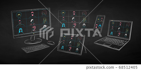 Illustration set of computer devices - Stock Illustration [68512405 ...